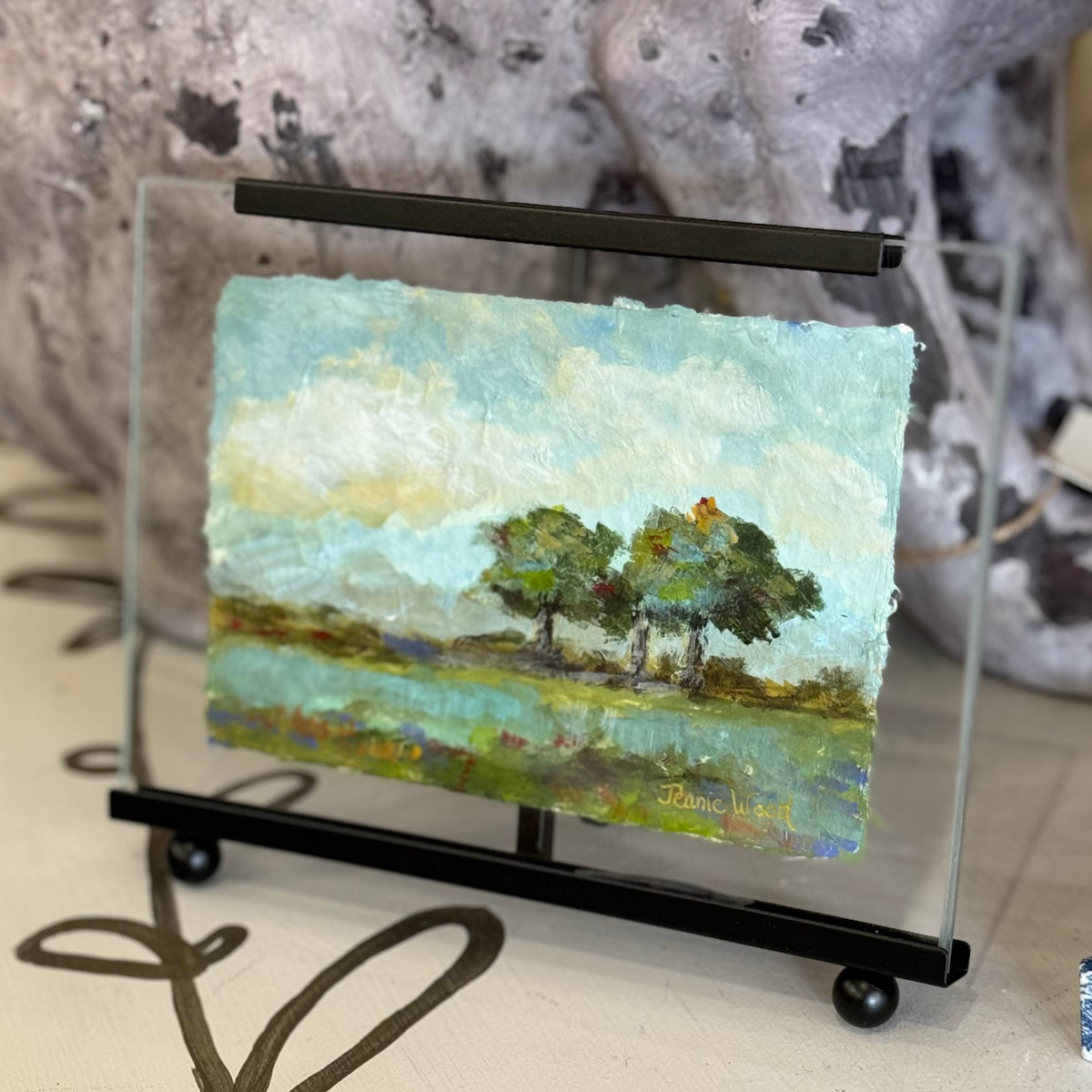 Small 4x5.5 Tabletop Painting by Jeanie Wood – The Hare & The Hart